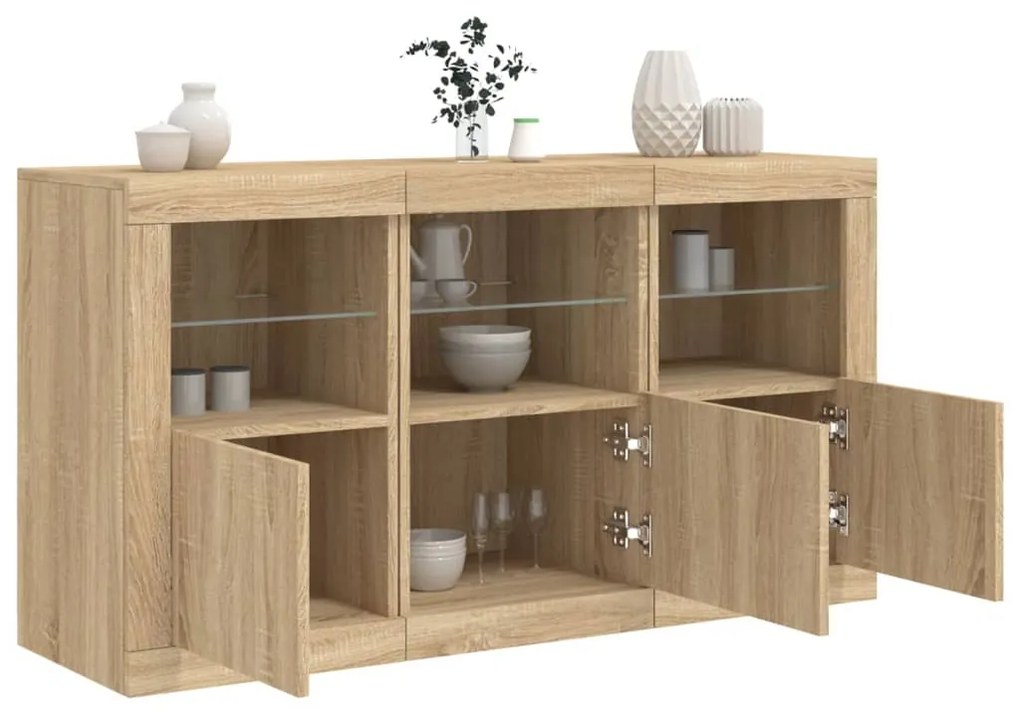 Příborník s LED osvětlením dub sonoma 123 x 37 x 67 cm 3209060