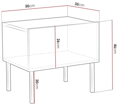 Noční stolek EXITO 46x50 cm bílá/zlatá