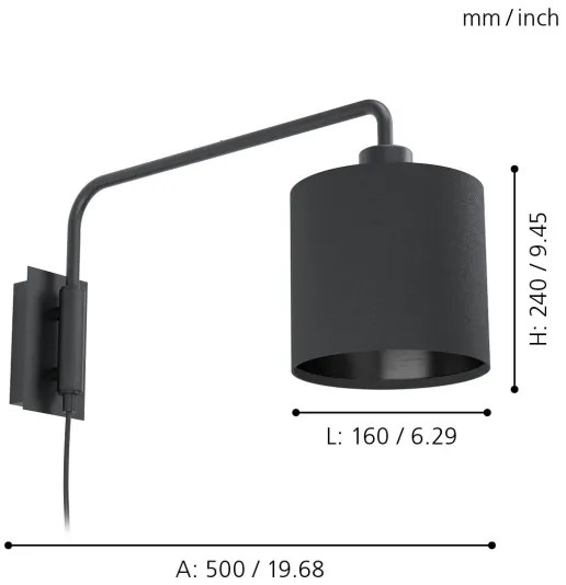 Eglo 99348 - Nástěnné svítidlo STAITI 1xE27/40W/230V