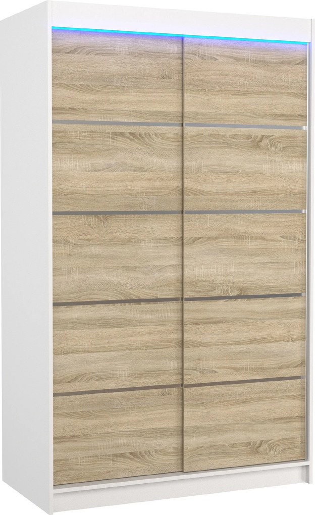 ADRK Furniture Posuvná skříň s LED osvětlením BENISSO 120 SW-BEN-W+S-120+L-V067