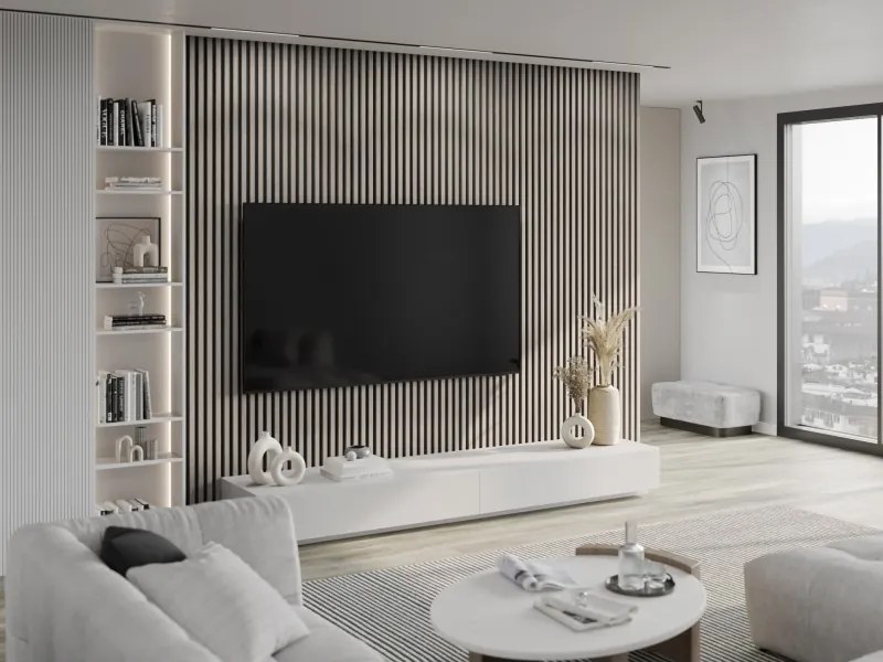 Mexen Lam-B, akustické stěnové lamely 275 × 30 cm, HDF deska 4 mm, technická dýha, dub popelavý, S100-275307-3015-005