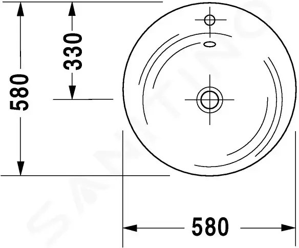 DURAVIT - Starck 1 Nábytkové umyvadlo s přepadem, průměr 580 mm, bílá (0406580000)