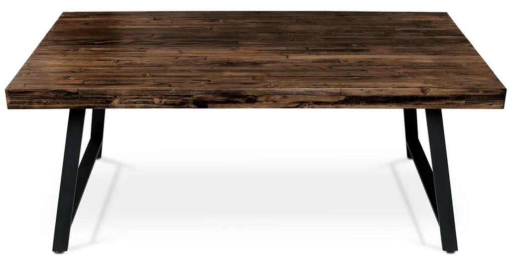Autronic Jídelní stůl, 180x90x76 cm, MDF deska, dýha odstín borovice, kovové nohy, černý lak