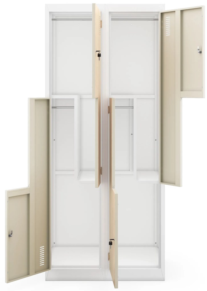 Šatní skříň typu L se 4 komorami, bílá/dub sonoma, 800x1850x450 mm: JULIA Eco Design