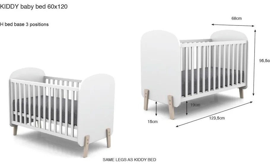 Dětská postýlka Vipack Kiddy, 60 x 120 cm