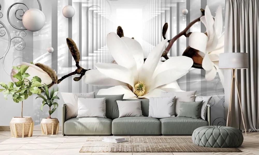 Samolepící tapeta magnolie s abstraktním pozadím - 375x250 cm