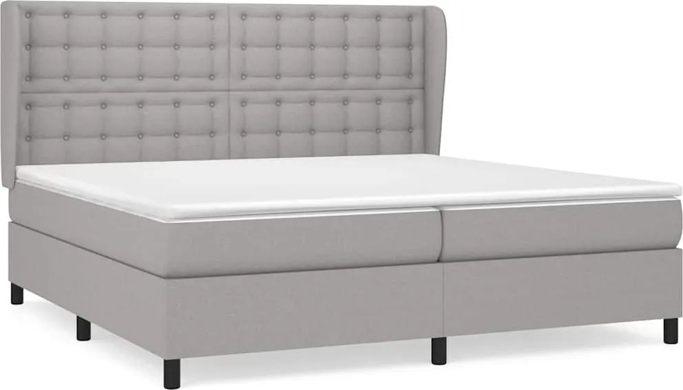 Box spring postel s matrací světle šedá 200 x 200 cm textil 3128309