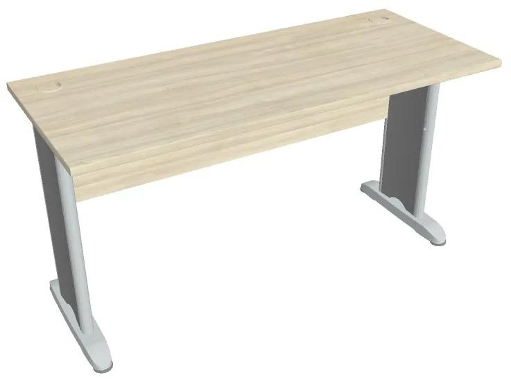 Stůl pracovní rovný 140 cm hl. 60 cm - Hobis Cross CE 1400 Dekor stolové desky: akát, Dekor lamino podnože: akát, Barva nohou: Stříbrná