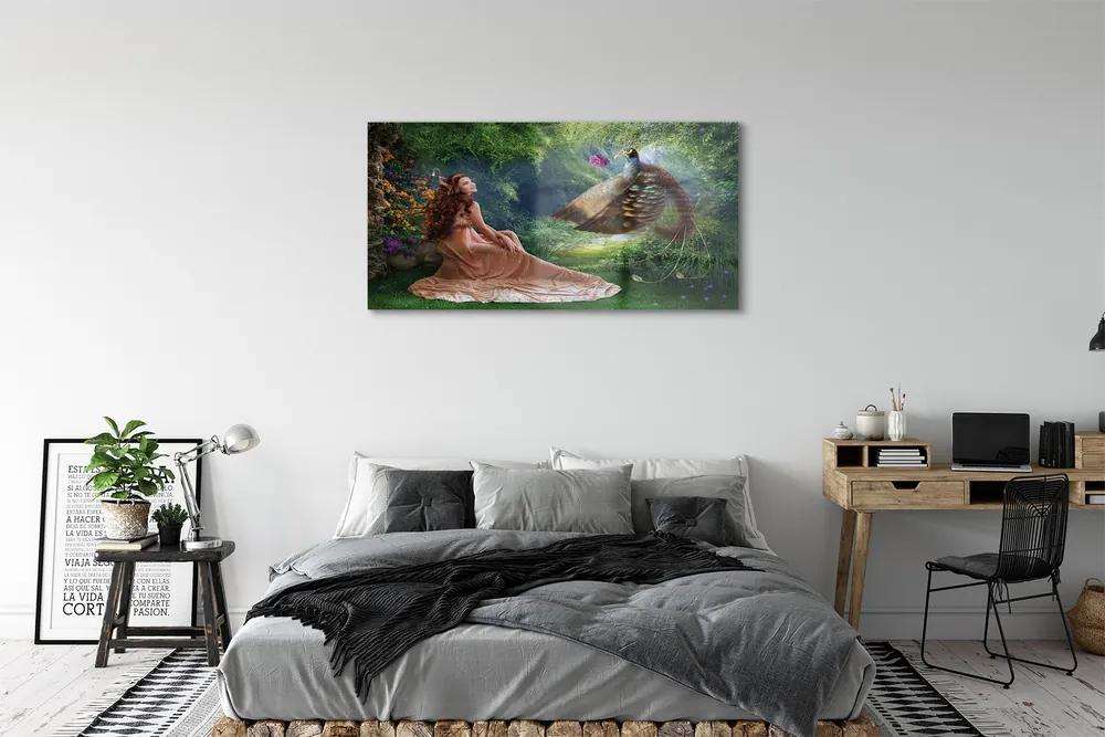 akrylový obraz Bažant female forest 125x50 cm