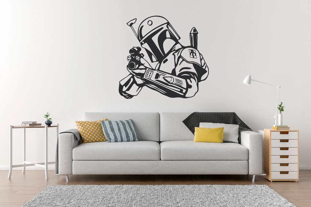 Lepy.cz Samolepka na zeď Star Wars -  Boba Fett Velikost (šířka x výška): 50x46cm, Barevná varianta: Ledová modrá