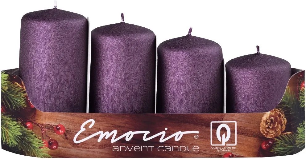 Emocio adventní stupně 4ks prům.40mm exclusive mat. švestkové svíčky