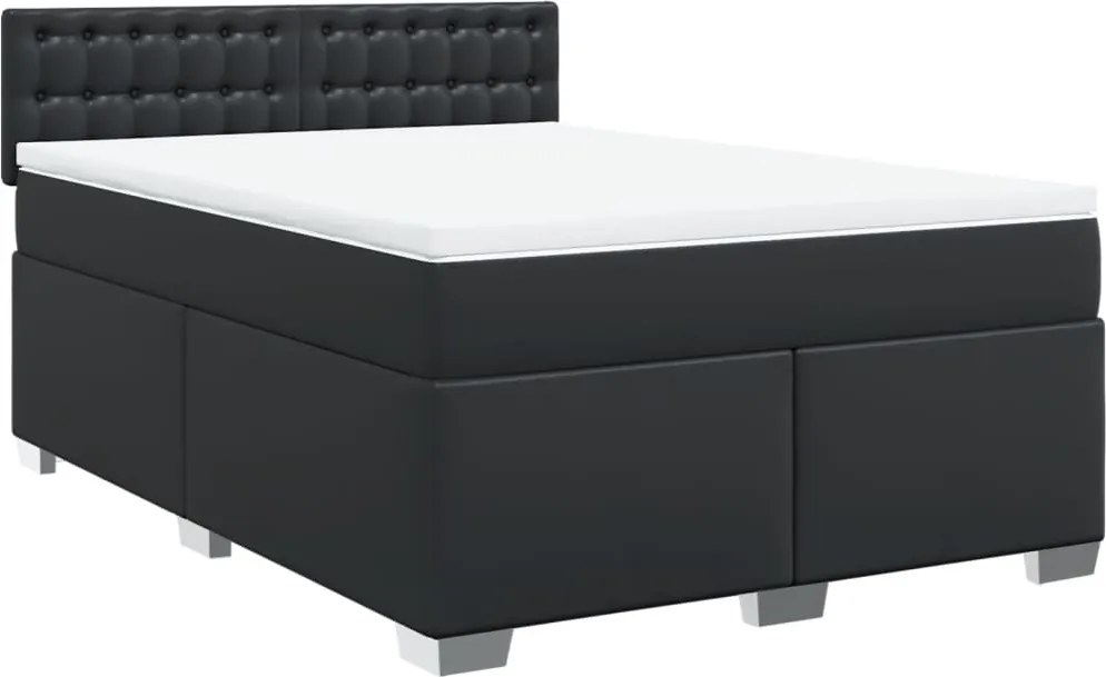 Box spring postel s matrací černá 160x200 cm umělá kůže 3286128