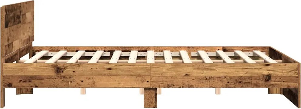Rám postele s čelem s čelo Staré dřevo 203 x 185 x 70 cm 3378499