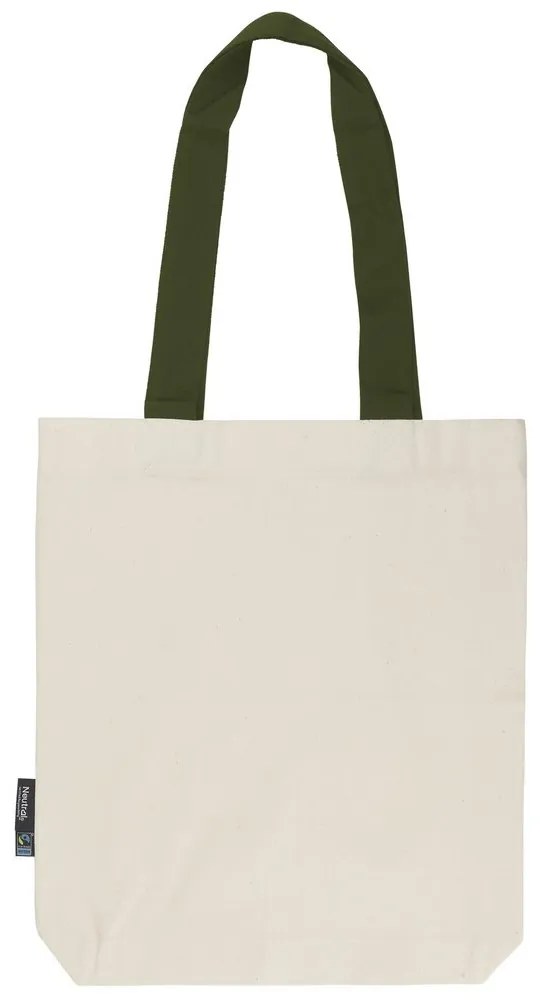 Neutral Nákupní taška s barevnými uchy z organické Fairtrade bavlny - Přírodní / military