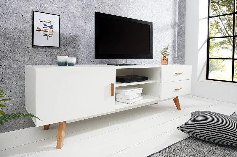 Deflee televizní stolek SCANDINAVIA 150-CM TV38313MDF lakované/matné, masivní dřevo  150 cm x 55 cm x 42 cm