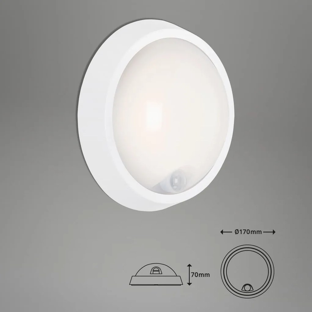 BRILO 3352016 LED venkovní svítidlo s čidlem, pr. 17 cm, 12 W, bílé (starý kód: BRILO 3352-016) - BRILO