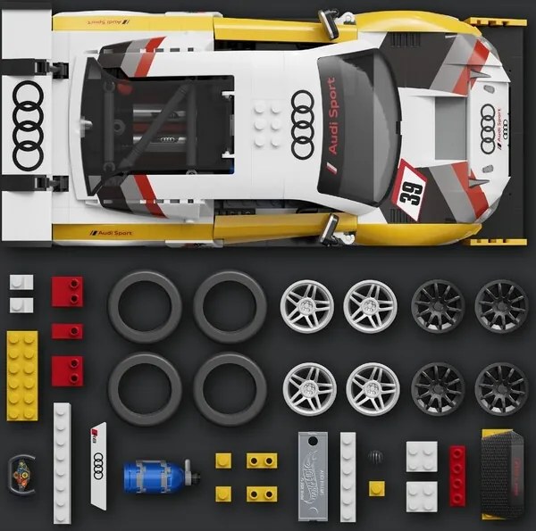 Mattel Brick Shop sestavitelný model Hot Wheels - 15 Audi R8 LMS (Elite series) Vícebarevná