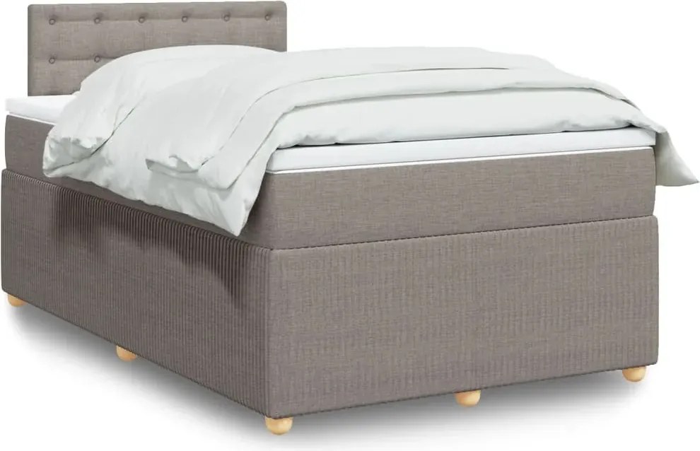 Box Spring Postel S Matrací Textil Taupe tlačítka 120 x 200 cm