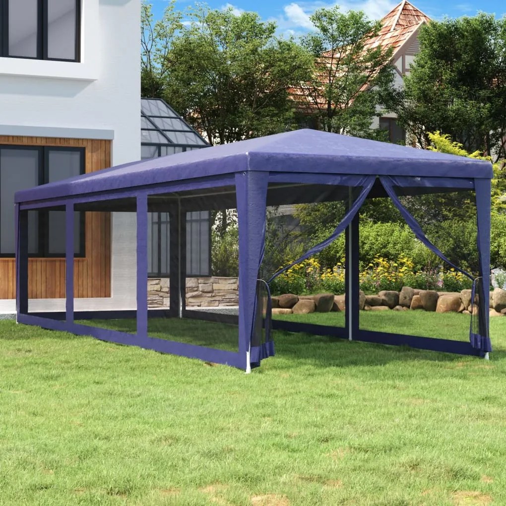 Party stan s 8 síťovanými bočnicemi modrý 3 x 9 m HDPE 319242