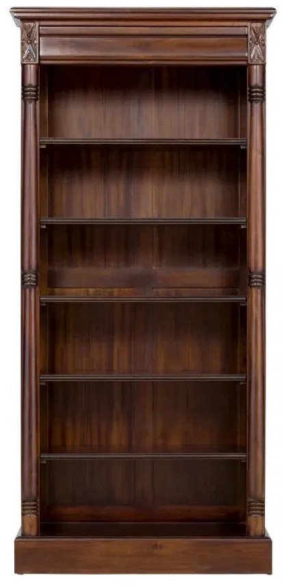 furniture-nabytek.cz - Masivní knihovna Camford II z mahagonu, lakovaná, hnědá – 85×36×180 cm