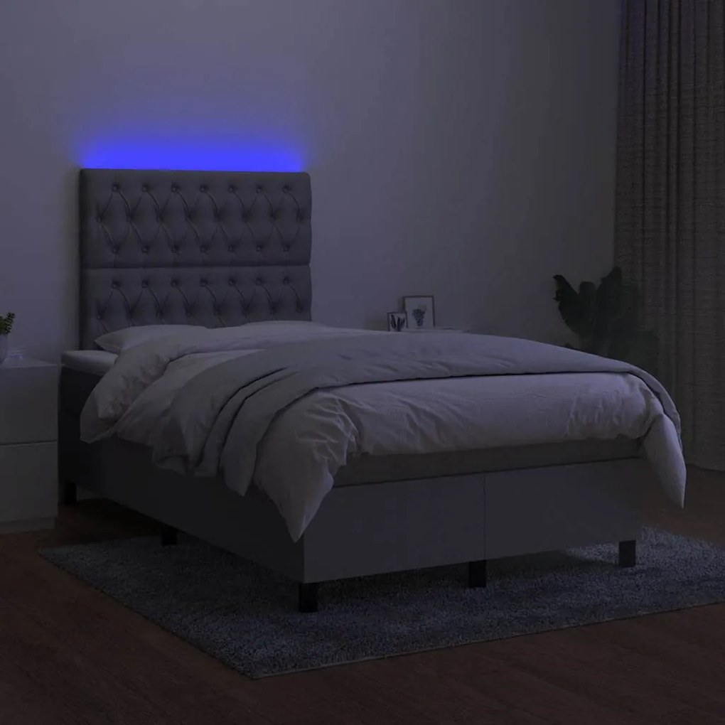 Box spring postel s matrací a LED světle šedá 120x190 cm textil 3270218