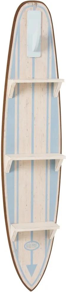 Modrá dřevěná polička ve tvaru Surfu - 28*12*132 cm