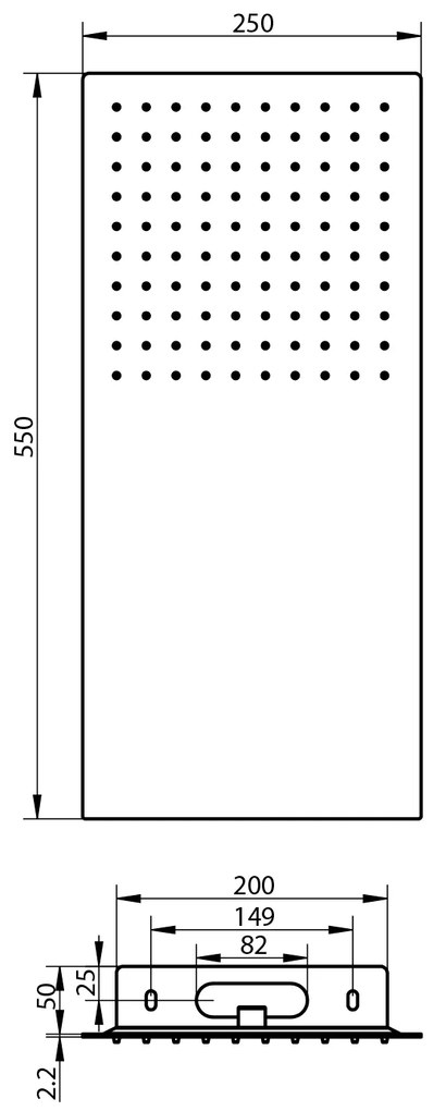 Sapho Slim nástěnná hlavová sprcha 25 x 55 cm nerez lesk MS732
