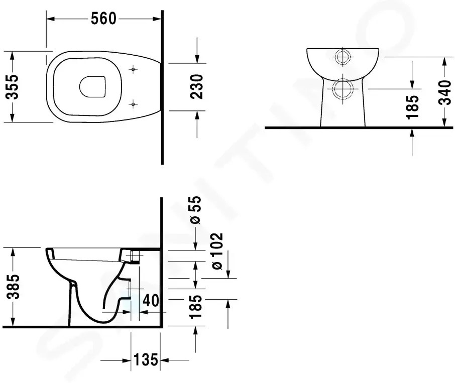 DURAVIT - D-Code Stojící WC, zadní odpad, bílá (21150900002)