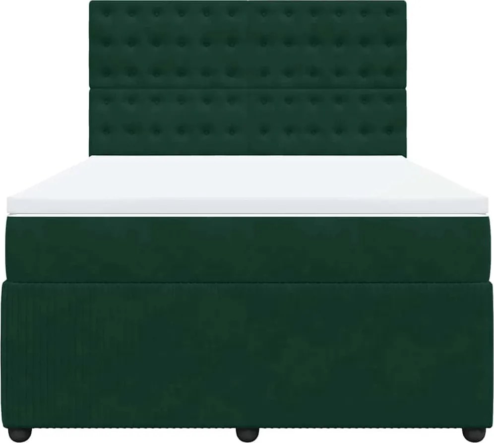 Box spring postel s matrací tmavě zelená 160x200 cm samet 3294697