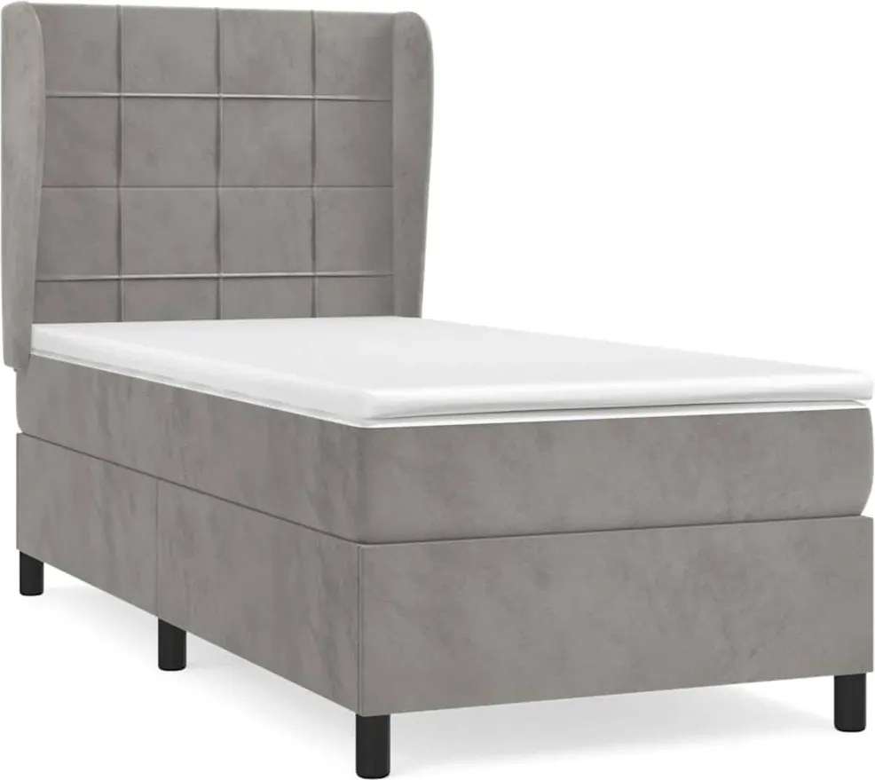 Box spring postel s matrací světle šedá 90x200 cm samet 3129189