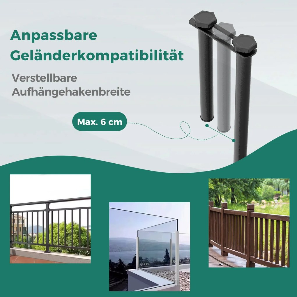 Costway Skládací balkonový stůl, obdélníkový na zavěšení, kovový