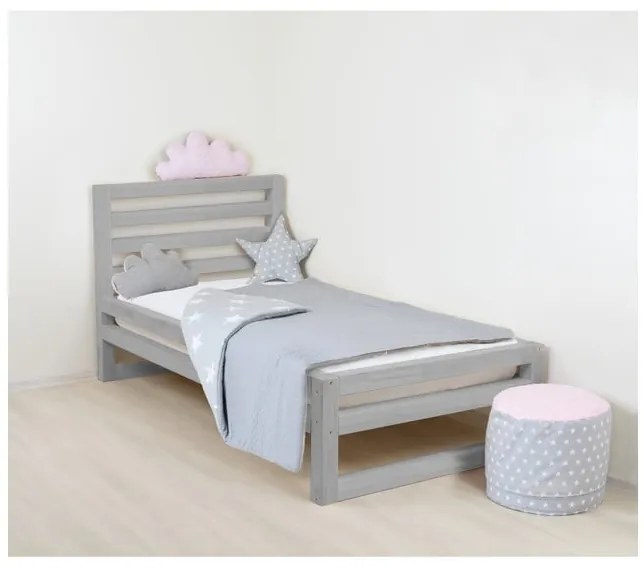 Dětská šedá dřevěná jednolůžková postel Benlemi DeLuxe, 180 x 80 cm