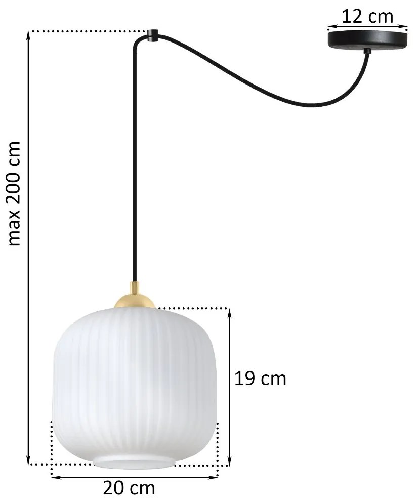 Závěsné svítidlo Riffle Spider 2, 1x bílé skleněné stínítko, b/g