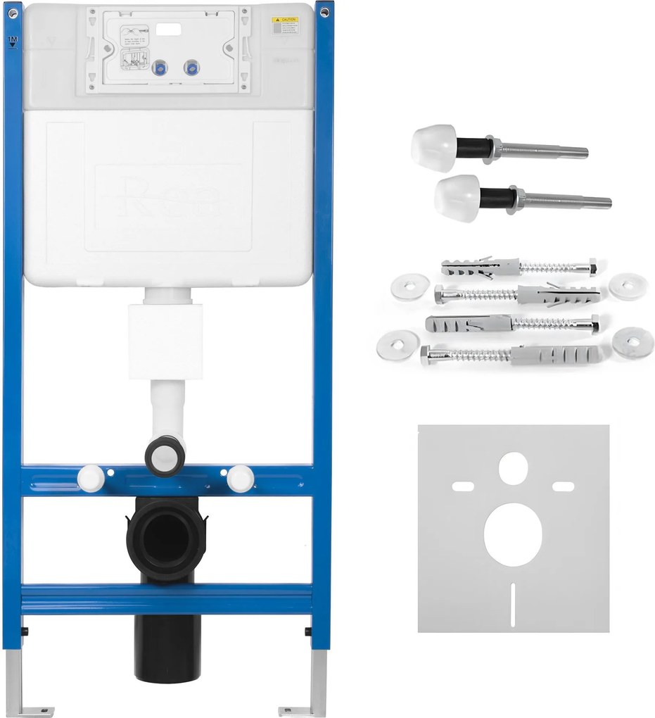 Rea Rea, Podomítkový WC systém K011A-Q + bílé skleněné tlačítko typ T, KPL-E0052