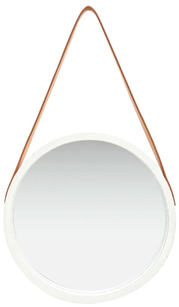 Nástěnné zrcadlo s popruhem 40 cm bílé - Default Title