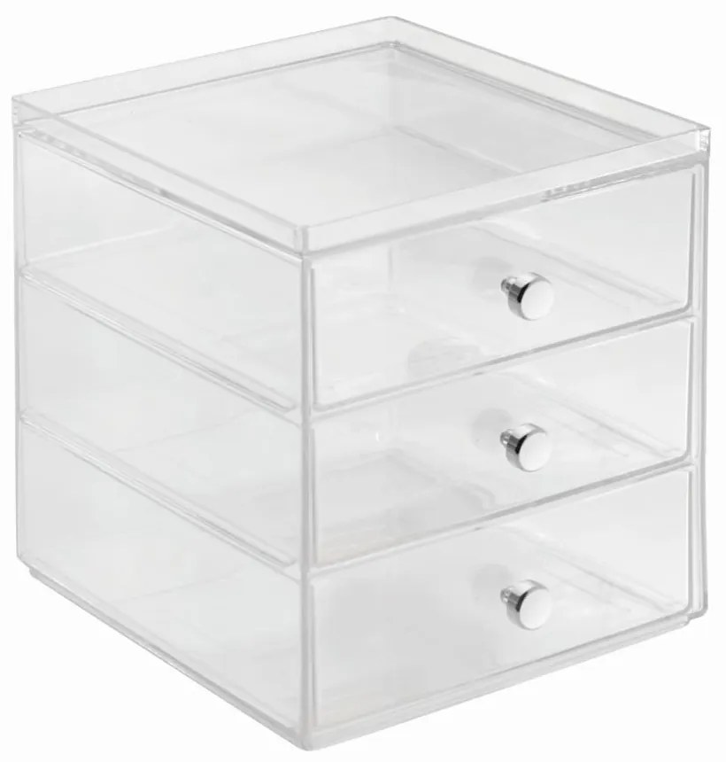 Transparentní organizér se 3 šuplíky iDesign Drawers, výška 18 cm