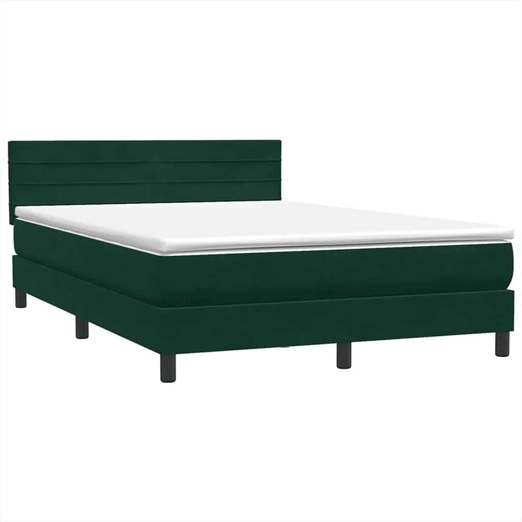 Box spring postel s matrací tmavě zelená 160x220 cm samet 3316362