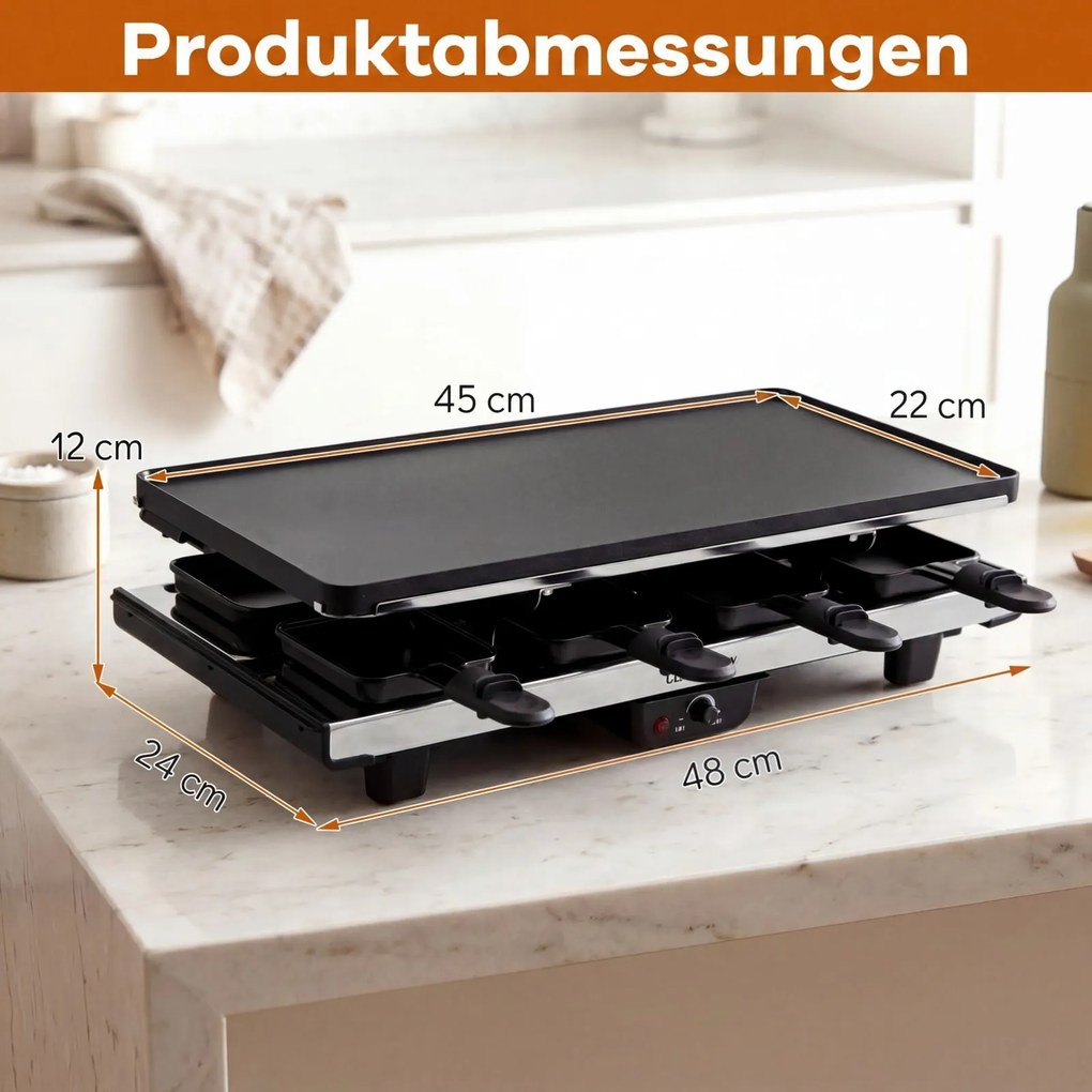 Costway Raclette pro 8 osob Elektrický gril s 2-in-1 oboustrannou nepřilnavou