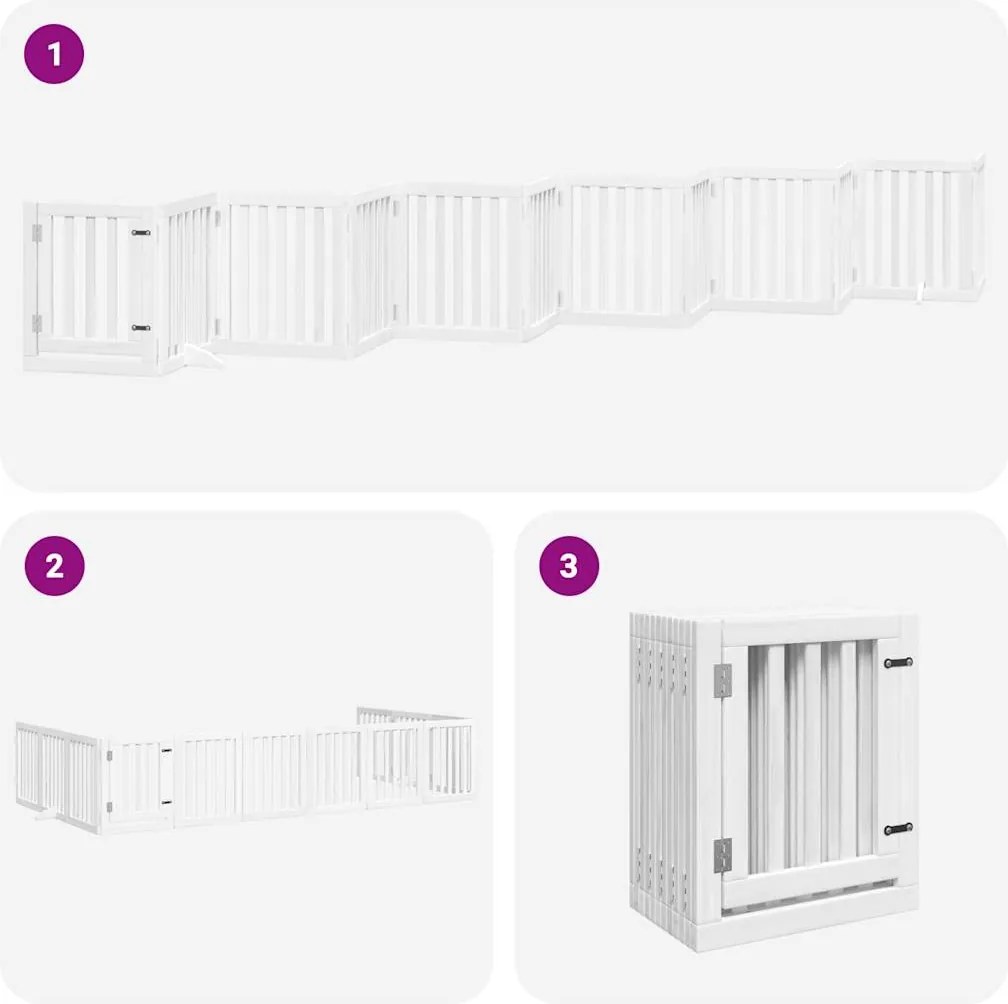 Zábrana pro psy s dvířky skládací 12 panelů bílá 600 cm topol 3155648