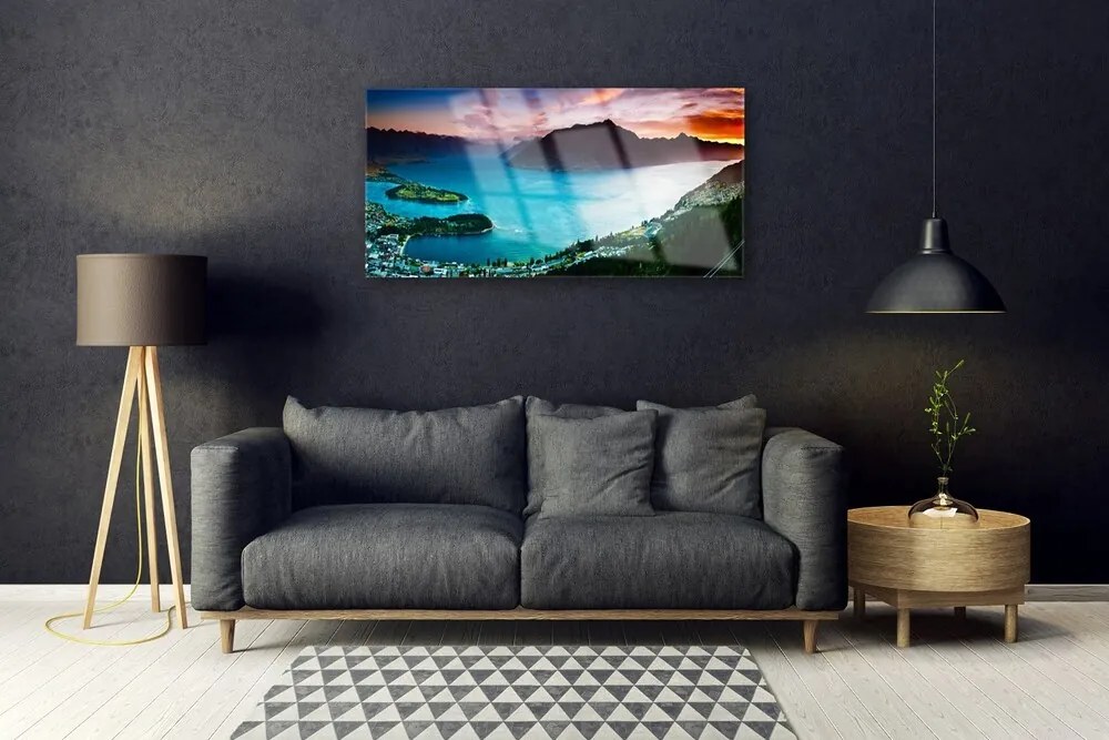 akrylový obraz Poloostrov Hory Krajina 100x50 cm