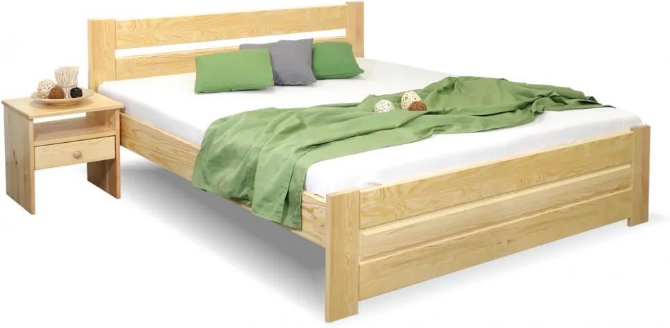 Dřevěná postel Hanka, 140x200, masiv borovice , Přírodní lak