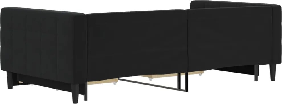 Válenda s přistýlkou a zásuvkami černá 100 x 200 cm samet 3196750