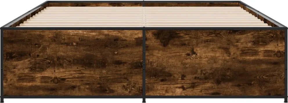 Rám postele kouřový dub 140 x 200 cm kompozitní dřevo a kov 3279889