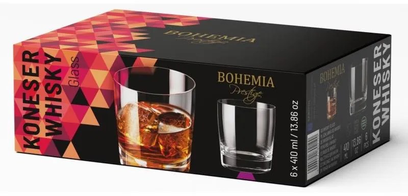 BOHEMIA PRESTIGE KONESER SKLENICE NA WHISKY 410ML SADA 6 KS