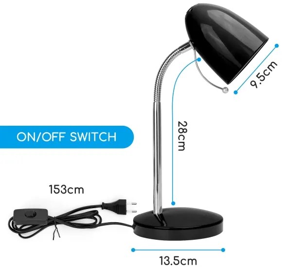 Aigostar - Stolní lampa 1xE27/36W/230V černá/chrom