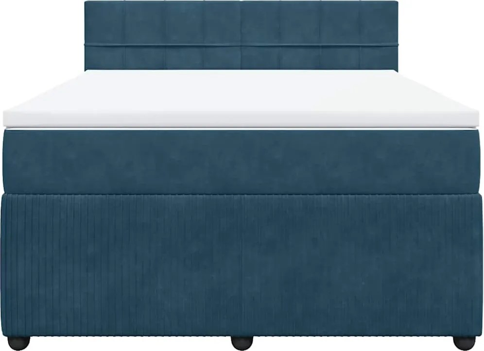 Box spring postel s matrací modrá 140 x 190 cm samet 3287738