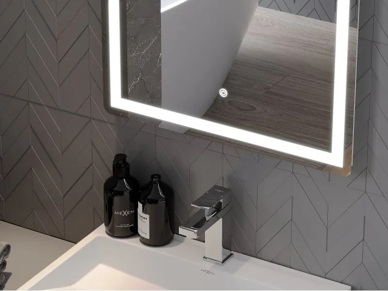 Mexen Onyx podsvícené koupelnové zrcadlo s kosmetickým zrcátkem 60 x 80 cm, LED 6000K, antipára - 9813-060-080-611-00