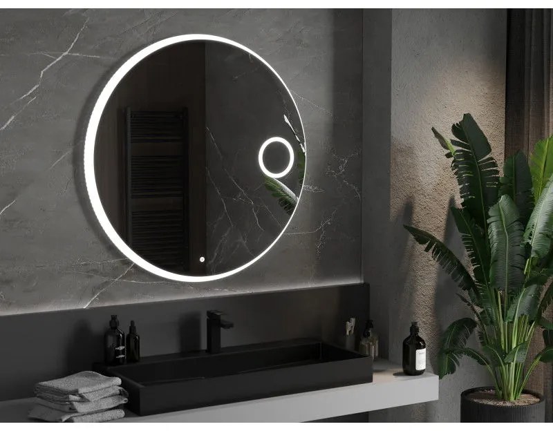 Mexen Ella, LED koupelnové zrcadlo s podsvícením a kosmetickým zrcátkem 100x100 cm, 6000K, ochrana proti zamlžování, 9811-100-100-611-00