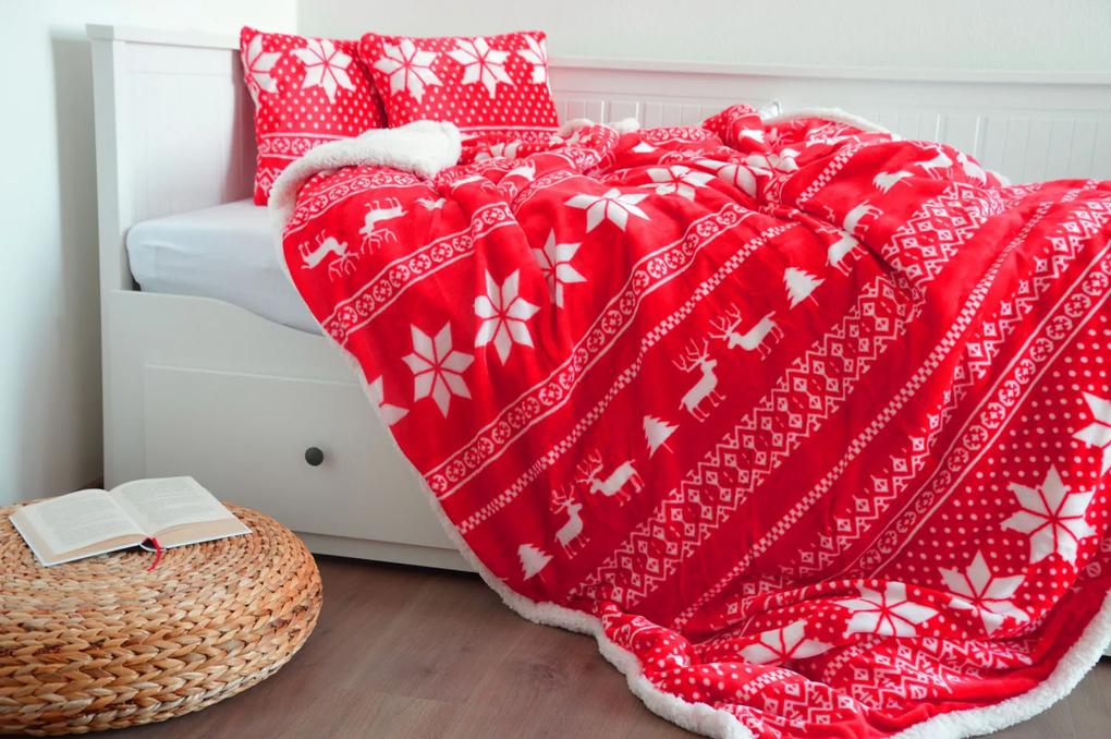 Jahu colection Oboustranná deka s beránkem - Vánoční červená | BIANO