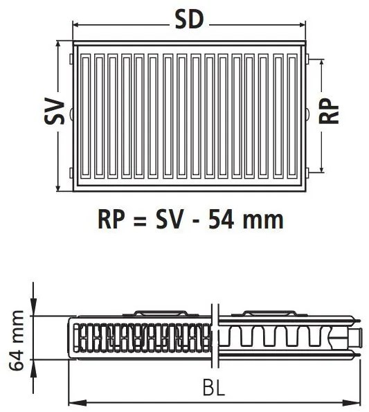 Kermi Therm X2 Profil-kompakt deskový radiátor pro rekonstrukce 12 554 / 1000 FK012D510